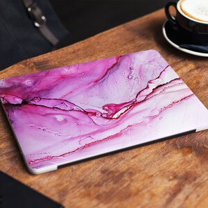 Pink Marble Laptop Skin Watercolor Print Notebook Decal Dell - Etsy