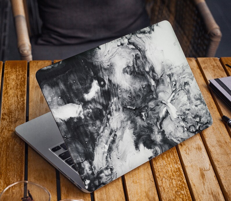 Black Marble Laptop Skin Sticker White Notebook Vinyl Decal - Etsy