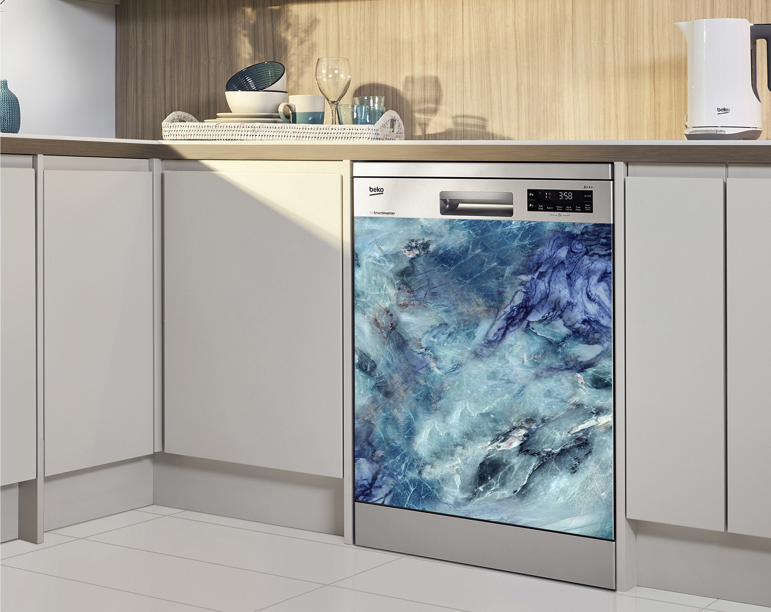 Dishwasher Deep Blue & Gold Abstract Vinyl Skin Blue Marble Dishwasher ...