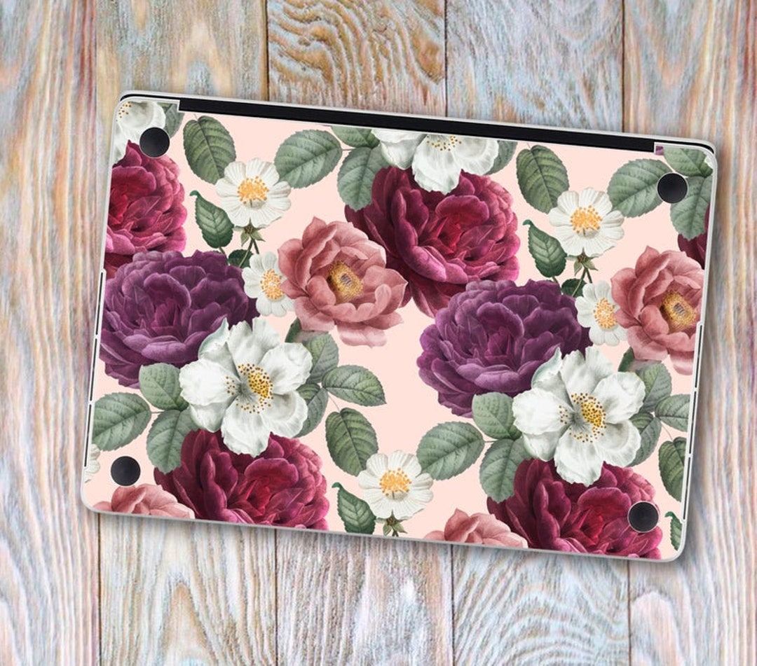 Floral Pattern Laptop Skin Pink Marble Notebook Decal Dell Hp - Etsy