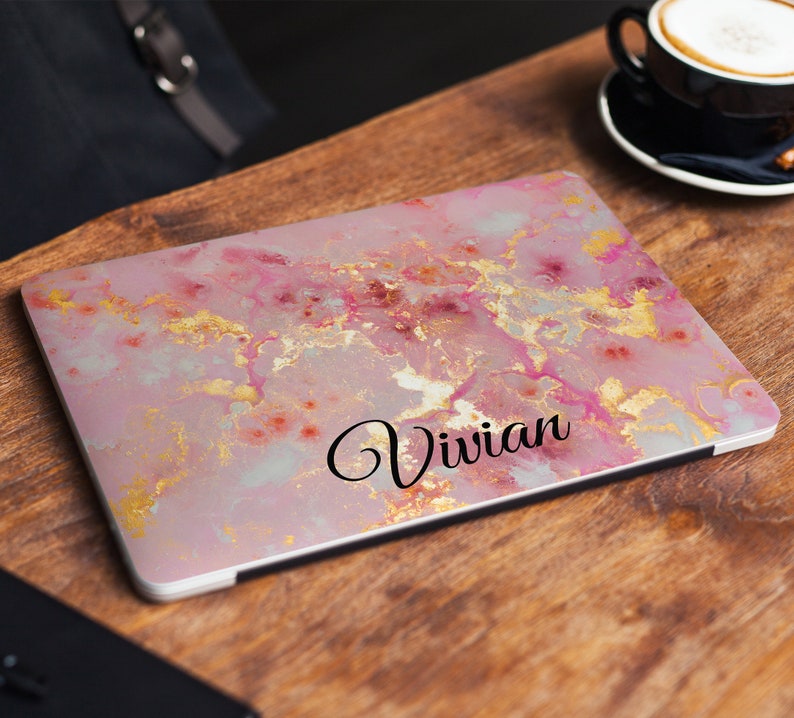 Gold Pink Marble Laptop Skin Custom Name Initials Vinyl Decal - Etsy