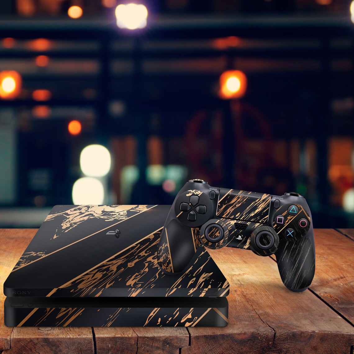 PS5 Skin Geometric PS4 Skin Black Marble PS4 Skin Gold Stripes - Etsy
