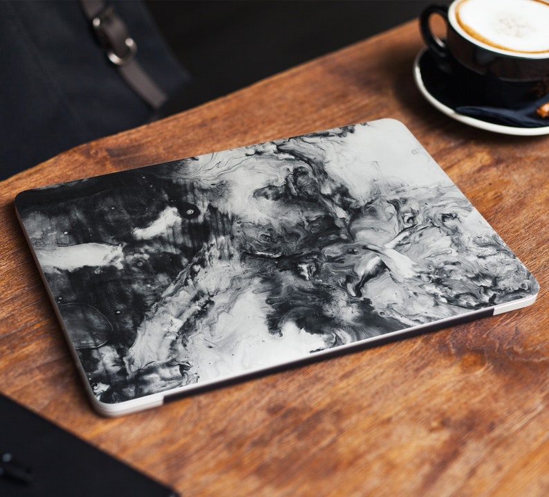 Black Marble Laptop Skin Sticker White Notebook Vinyl Decal | Etsy