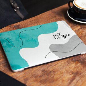 Geometric Blue Turquoise Laptop Skin Custom Name Initials - Etsy