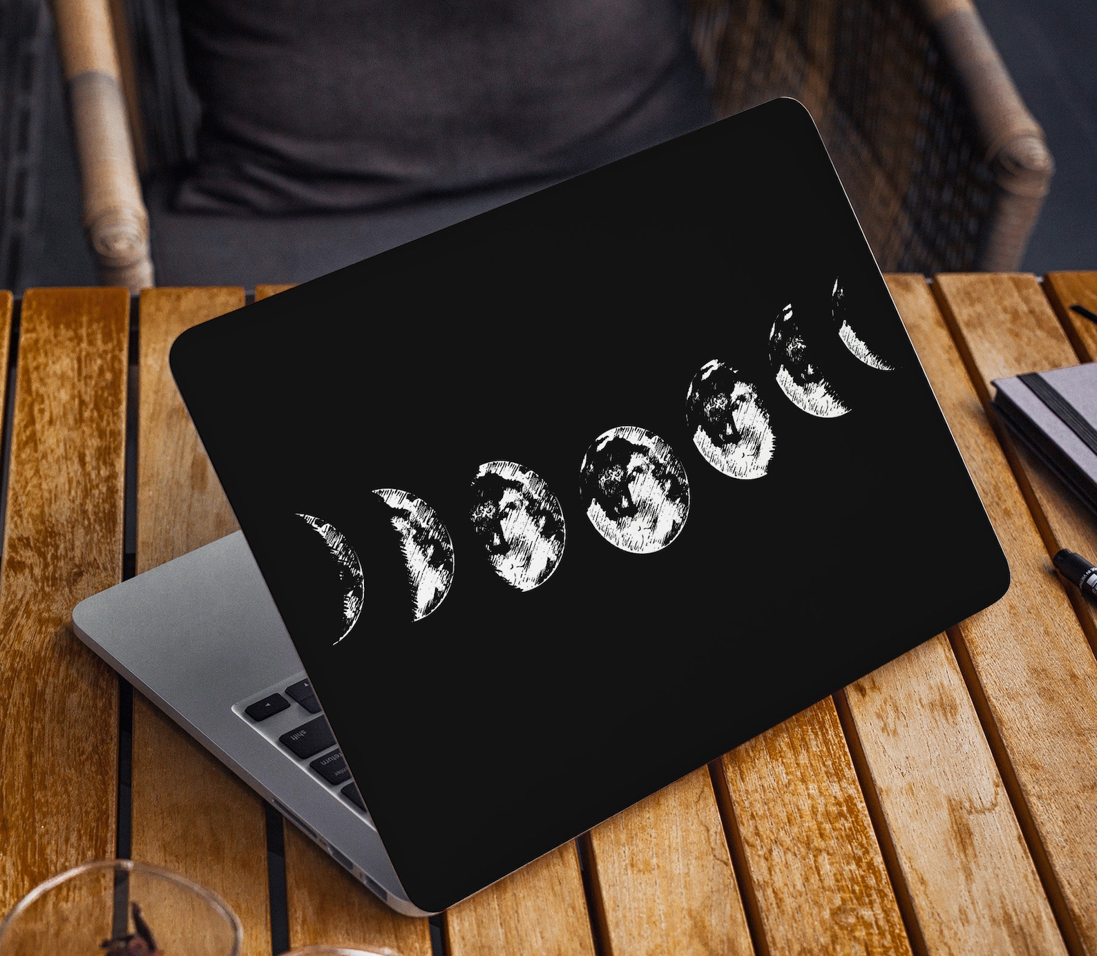 Moon Laptop Skin Sticker Black Pattern Vinyl Decal Dell Hp Lenovo Asus ...