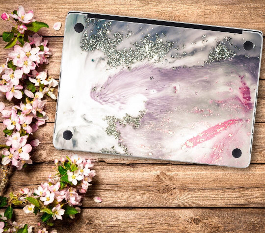 Silver Marble Laptop Skin Glitter Print Notebook Decal Dell Hp - Etsy
