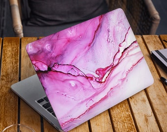 Pink Marble Laptop Skin Floral Notebook Vinyl Decal Dell Hp Lenovo Asus ...