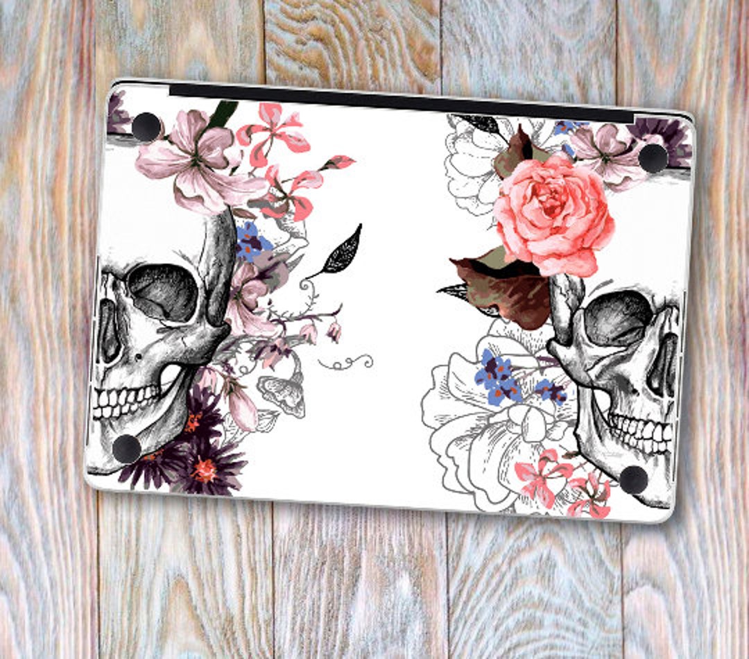 Floral Laptop Skin Sticker Skull Notebook Decal Dell Hp Lenovo Asus ...