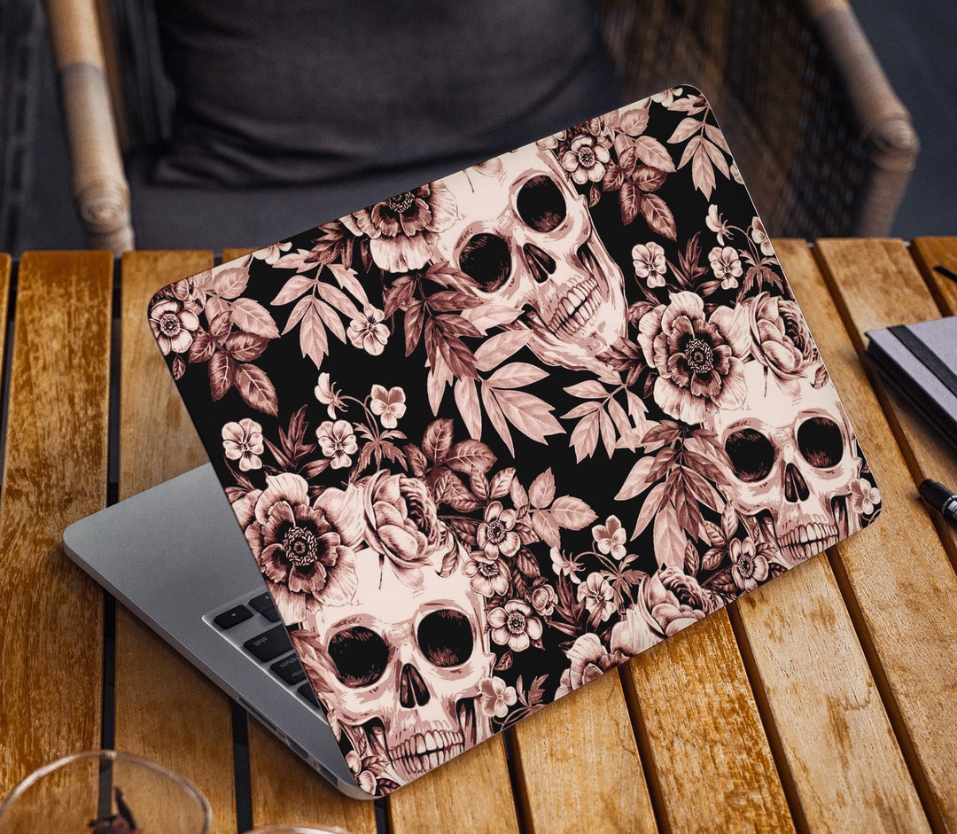 Skull Laptop Skin Sticker Floral Notebook Vinyl Decal Dell Hp Lenovo ...