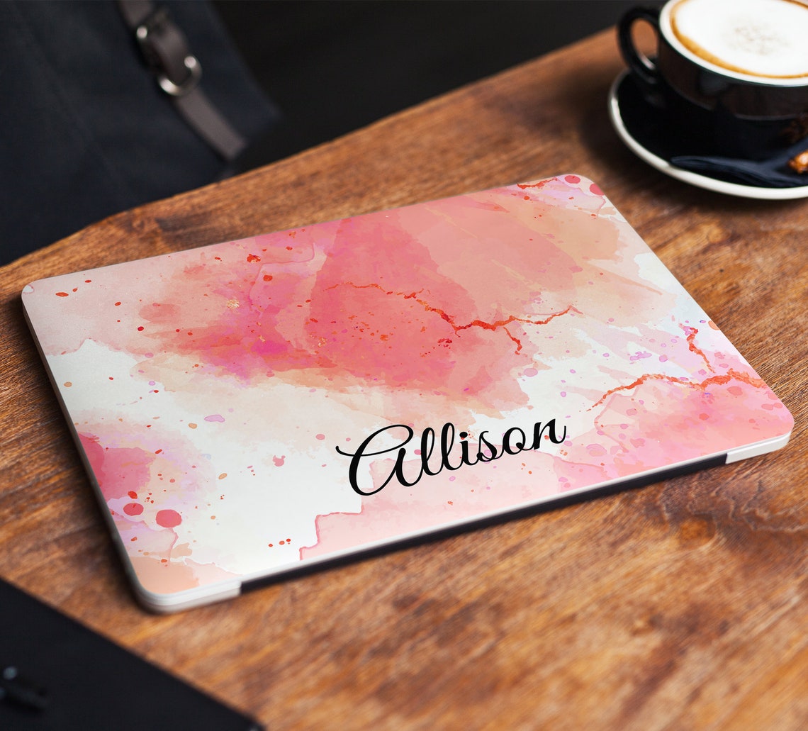 Pink Rose Gold Oil Marble Laptop Skin Custom Name Initials - Etsy