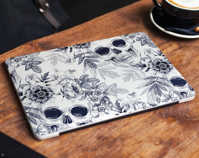 Skull Laptop Skin Sticker Floral Notebook Vinyl Decal Dell Hp | Etsy