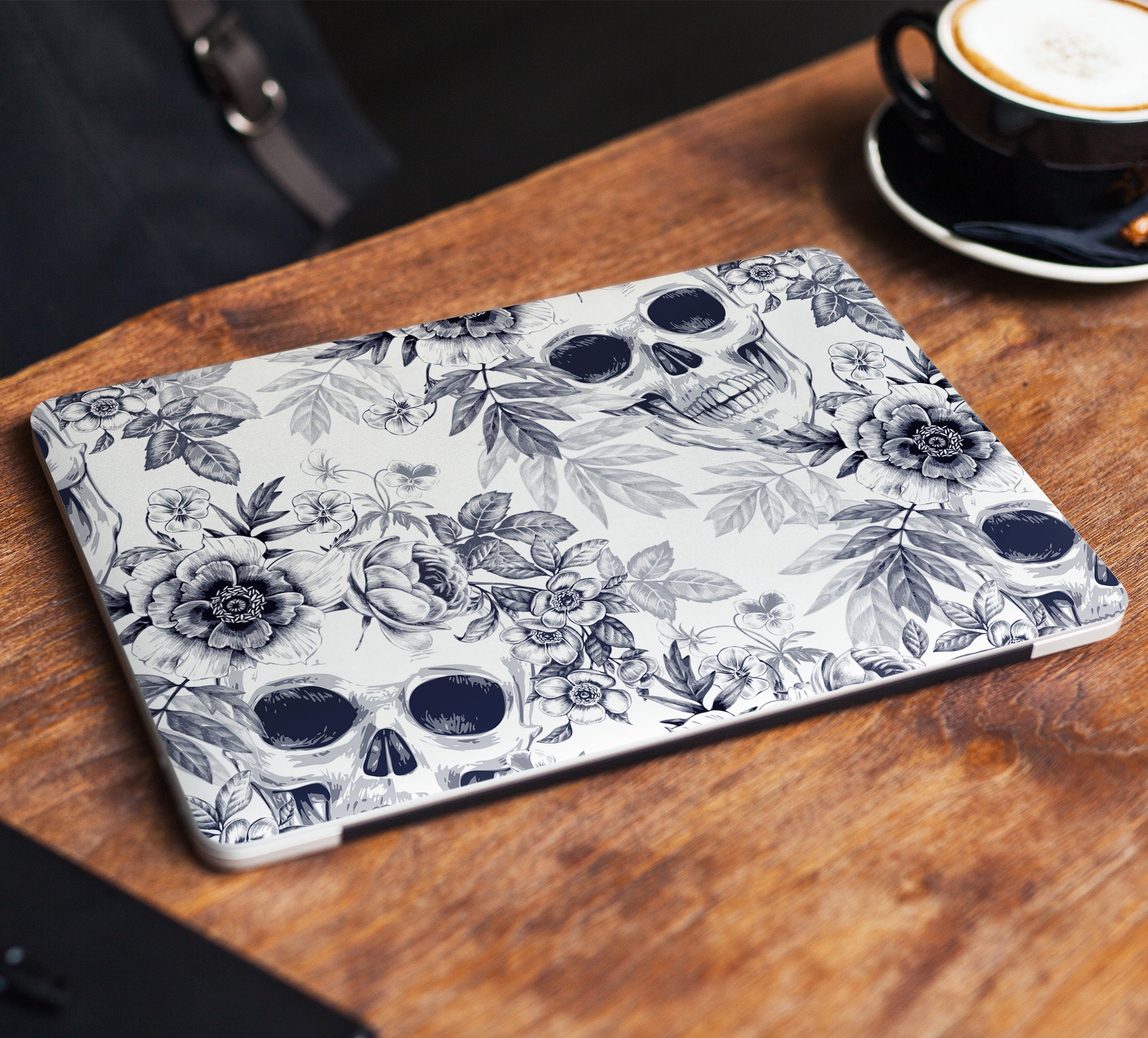 Skull Laptop Skin Sticker Floral Notebook Vinyl Decal Dell Hp | Etsy