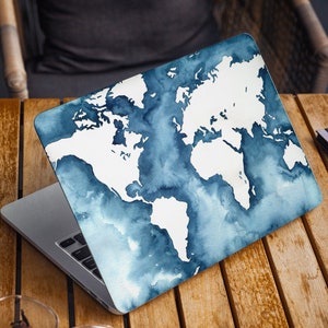 World Map Laptop Skin Sticker Notebook Vinyl Decal Blue Dell Hp Lenovo ...