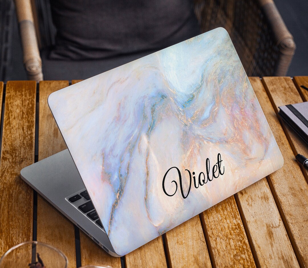 Colorful Marble Laptop Skin Custom Name Initials Vinyl Decal Dell Hp ...
