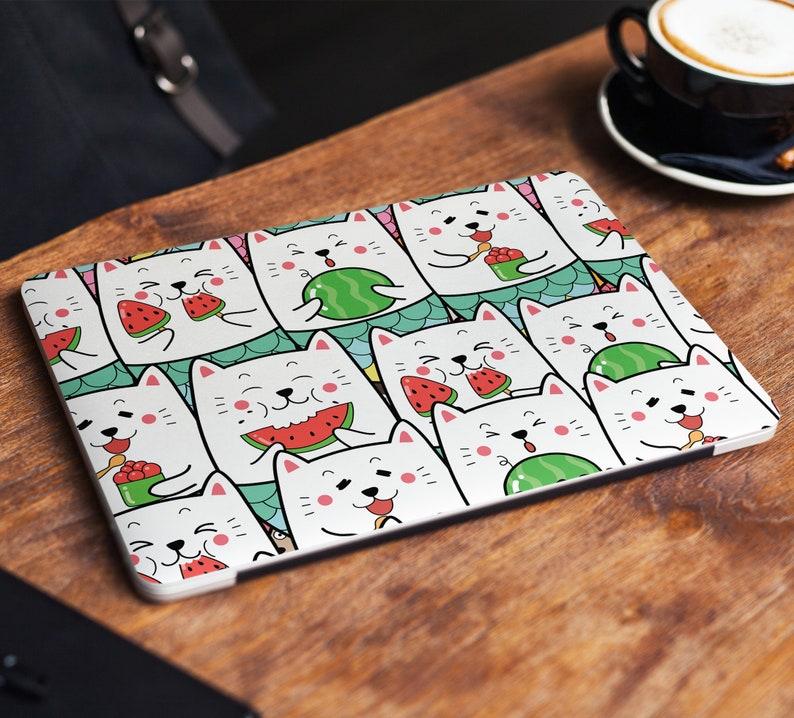 White Cat Laptop Skin Watermelon Notebook Vinyl Decal Dell Hp - Etsy