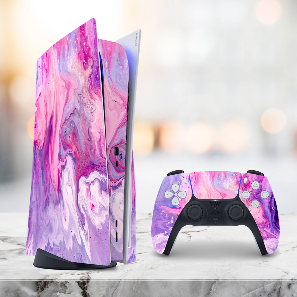 PS5 Violet Pink Marble Skin PS4 Colorful Marble PS4 Fat Gamer | Etsy