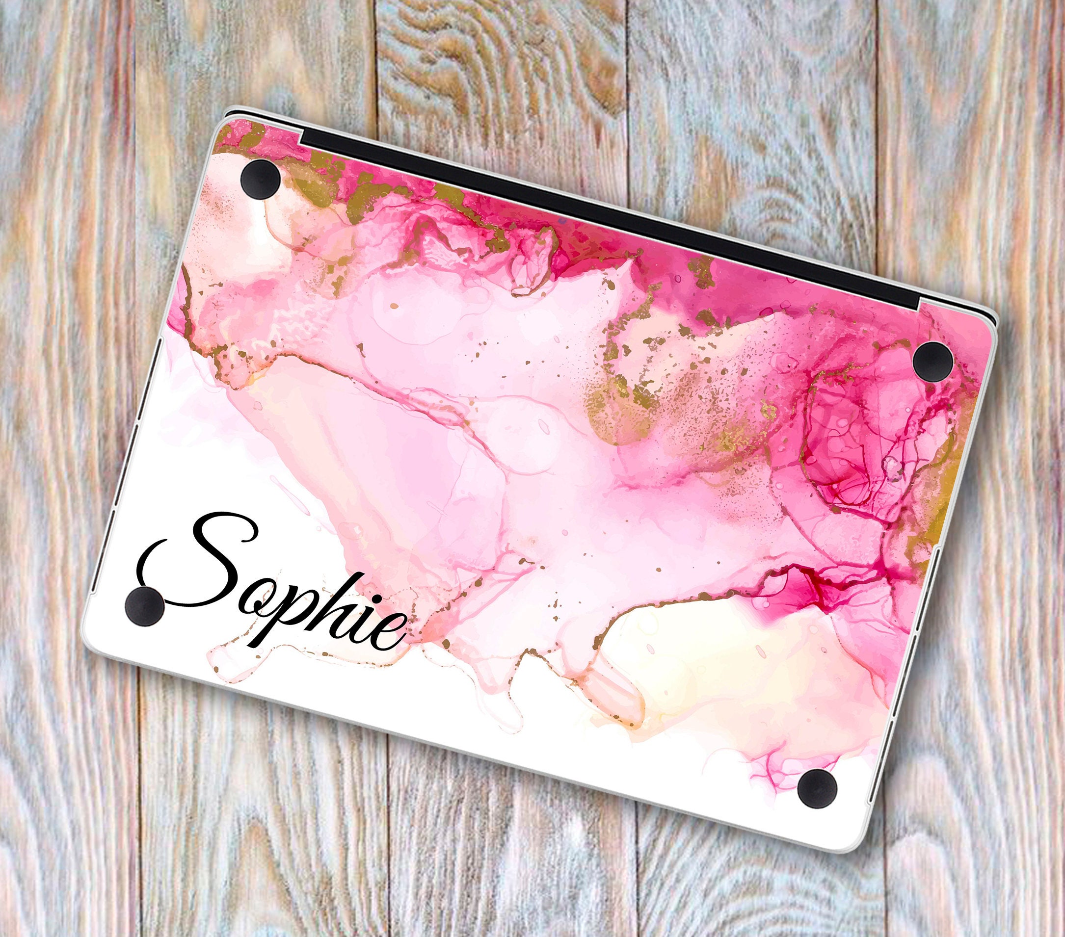 Pink Purple Oil Marble Laptop Skin Custom Name Initials Vinyl | Etsy