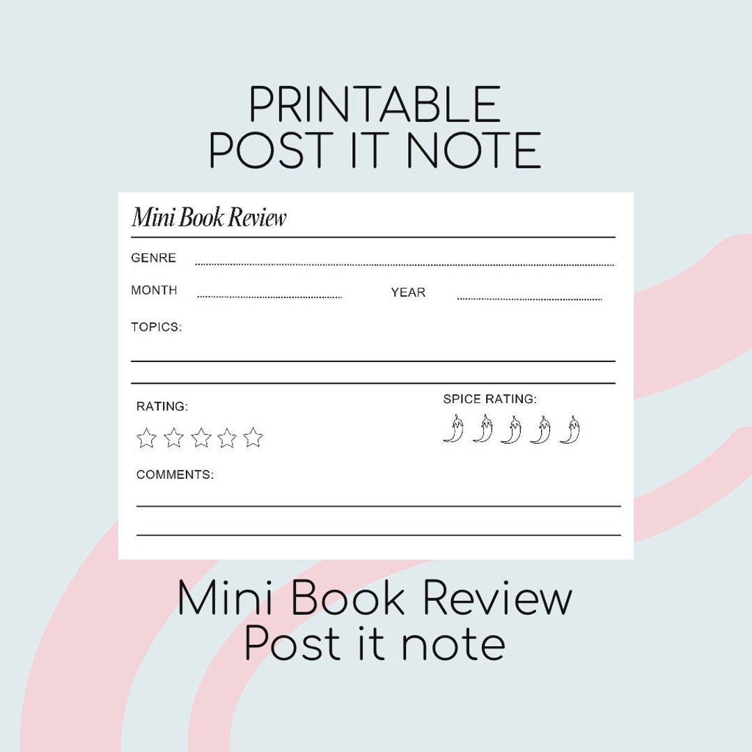 Mini Book Review Note A4 PDF Digital Download Reading Journal, Reading ...