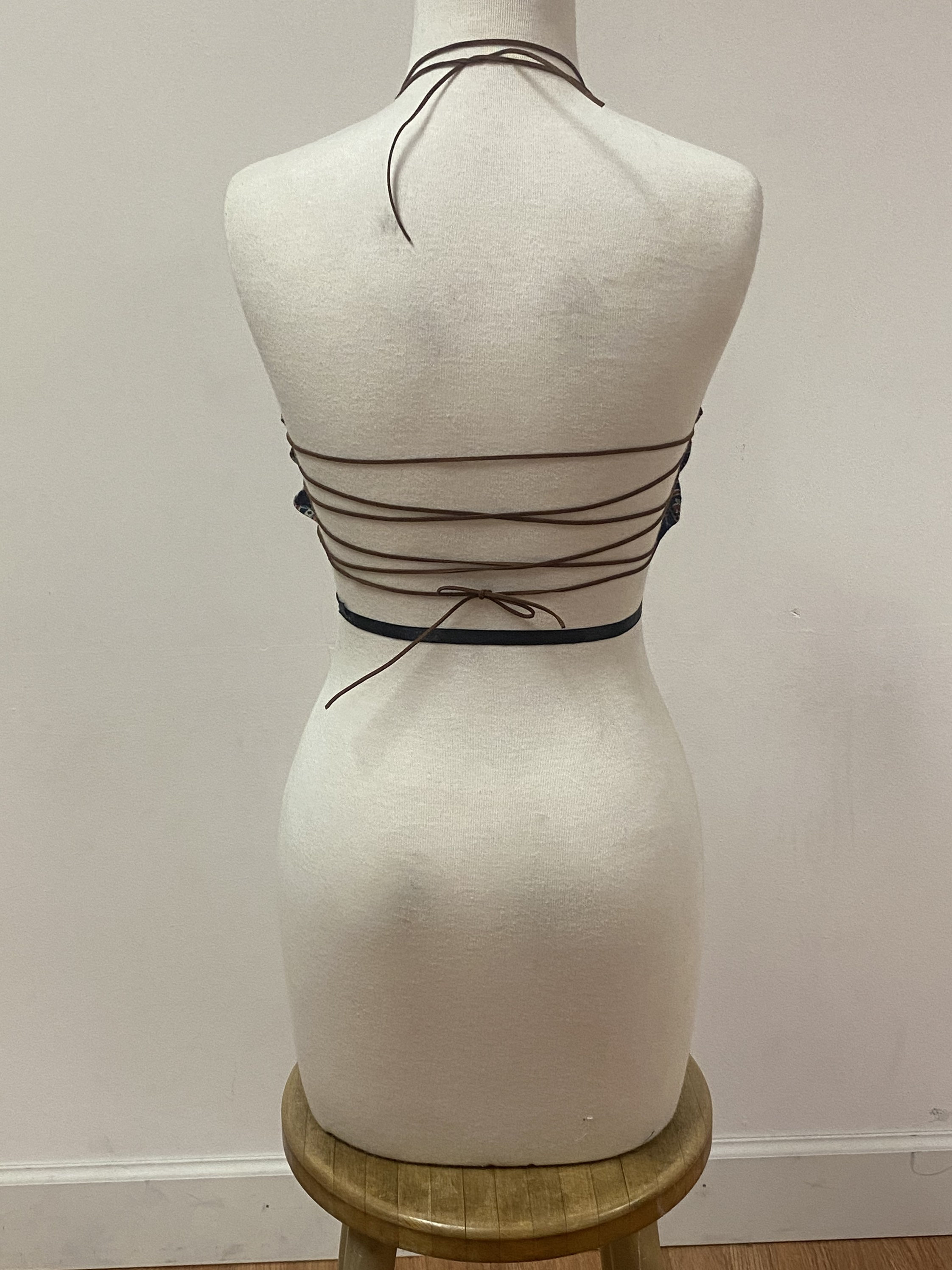 Upcycled and Adjustable Halter Top With Lace-up Back - Etsy