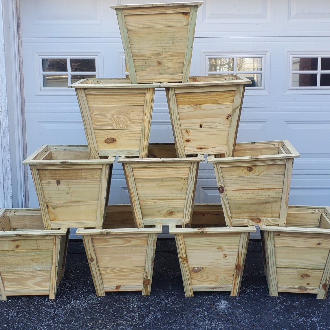 Farmhouse Treated Wood Planters - Etsy