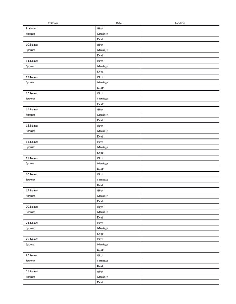Blank Genealogy Forms Starter Kit 7 Types/40 Sheets - Etsy