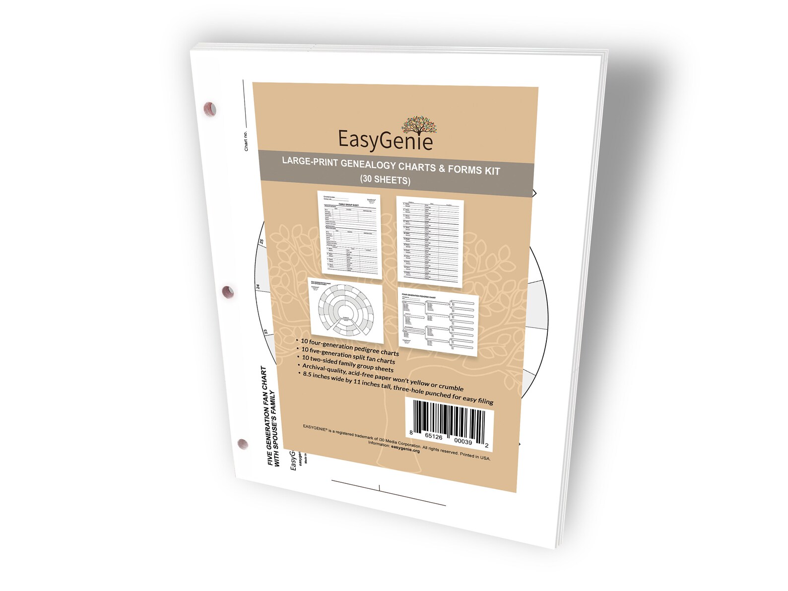 LARGE PRINT Genealogy Charts and Forms Kit Printed on Acid-free Paper ...