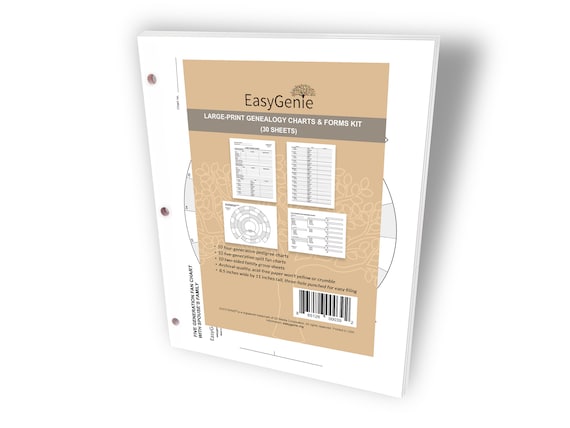 LARGE PRINT Genealogy Charts and Forms Kit 30 Sheets | Etsy