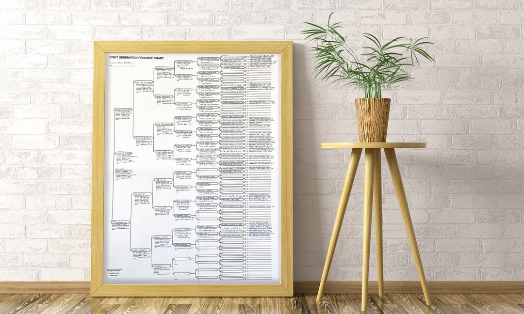 10 Genealogy Charts (8 Generation Pedigree Charts) Offset Printed on ...