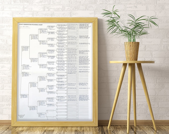 10 Genealogy Charts (8 Generation Pedigree Charts) Offset Printed on ...