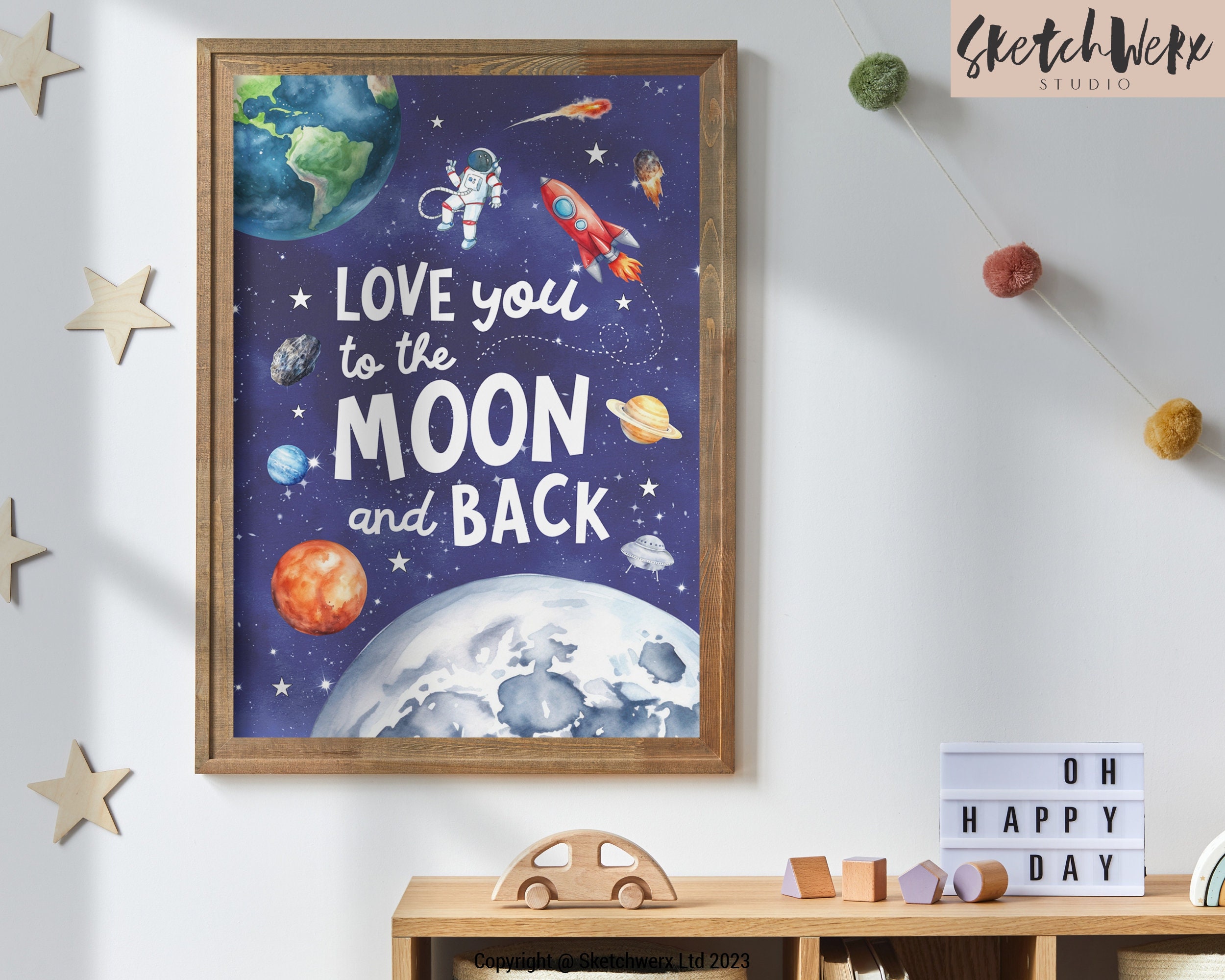 Love You to the Moon and Back / Wall Art / Space Theme / Digital ...