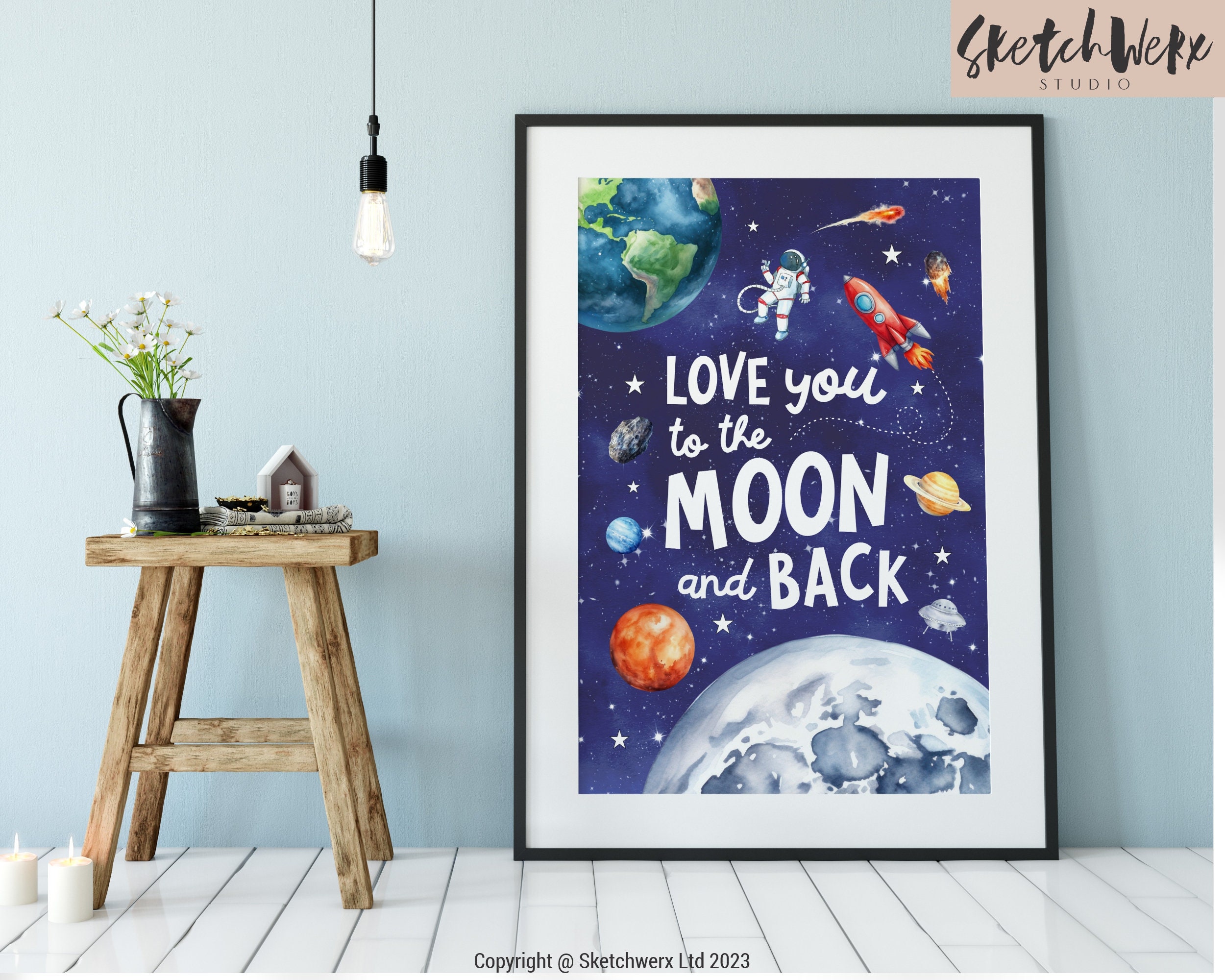 Love You to the Moon and Back / Wall Art / Space Theme / Digital ...