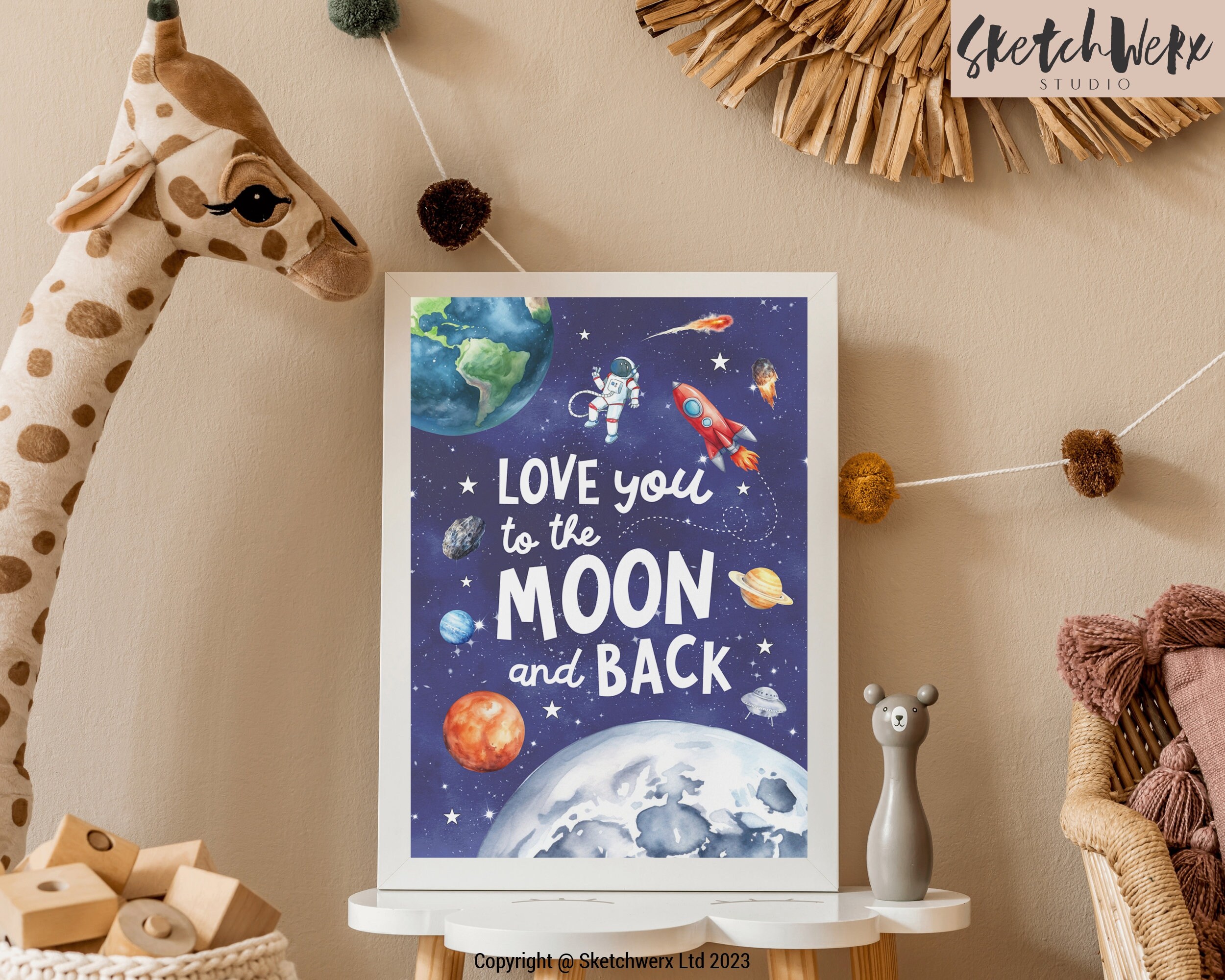 Love You to the Moon and Back / Wall Art / Space Theme / Digital ...