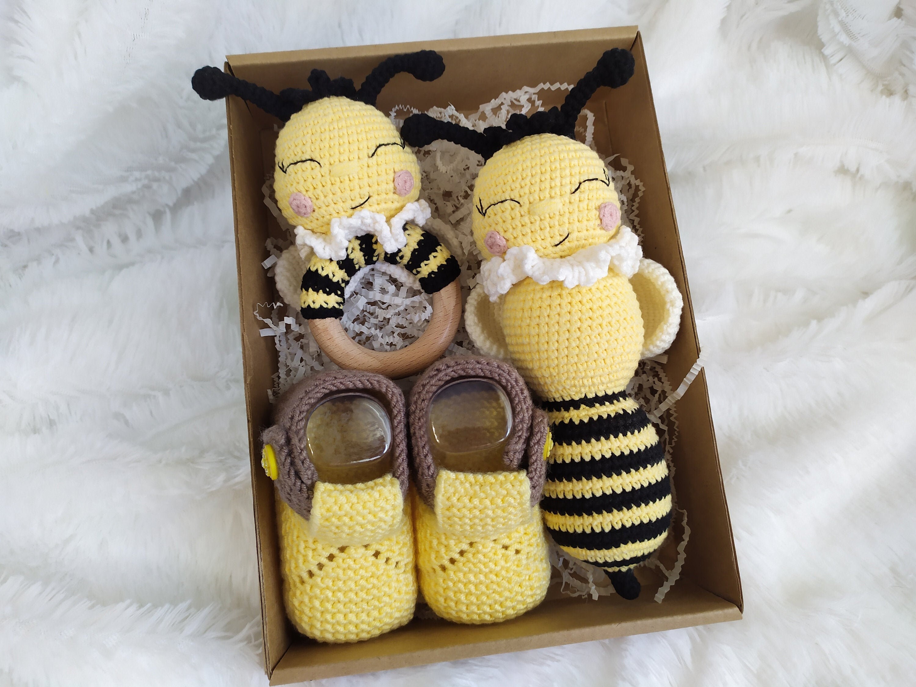 Gift Baby Boxcrochet Bee Rattle Baby Toycrochet Baby - Etsy