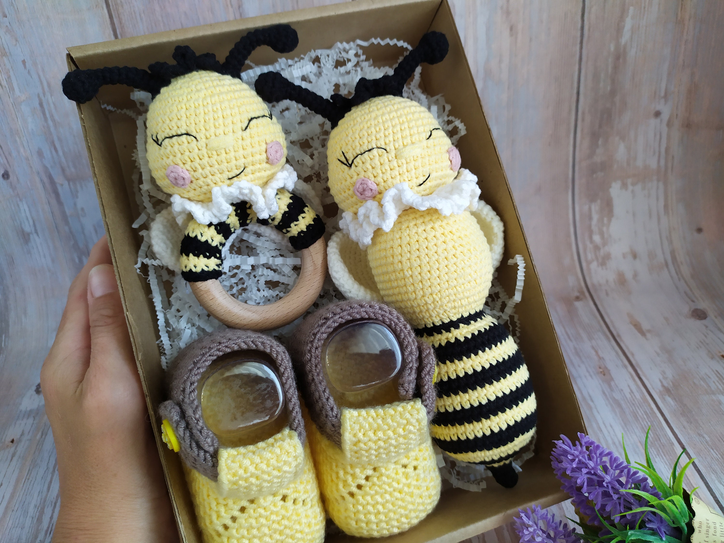 Gift Baby Boxcrochet Bee Rattle Baby Toycrochet Baby - Etsy