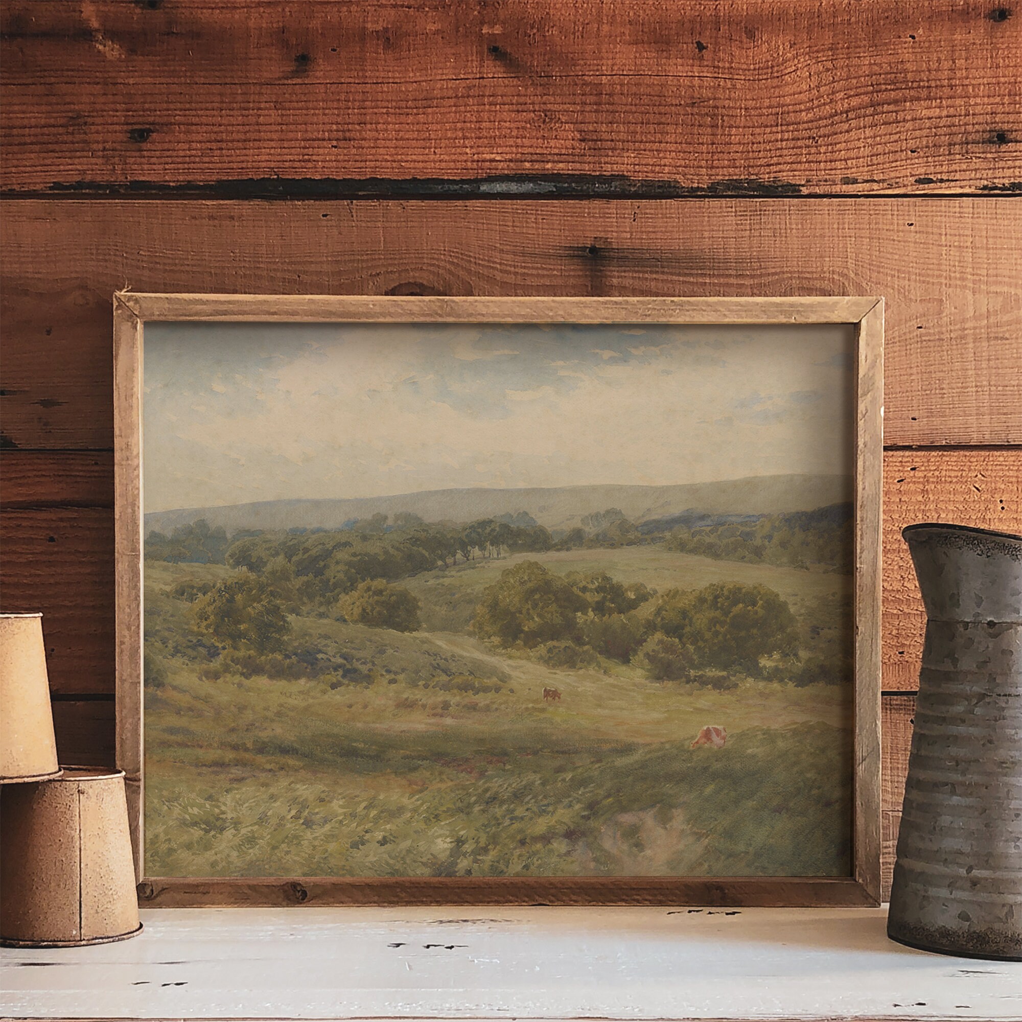 Vintage Country Landscape Print / Farmhouse Wall Decor - Etsy