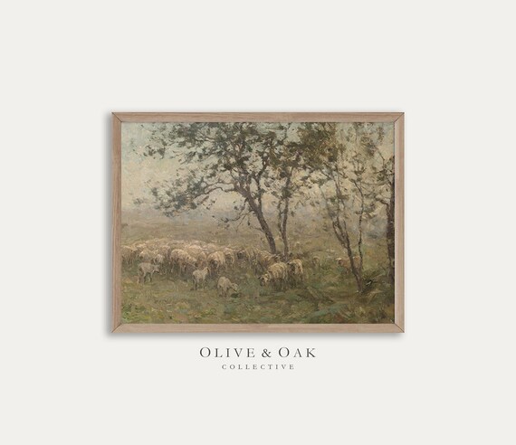 Spring Sheep Painting / Cottage Decor Landscape Painting / - Etsy