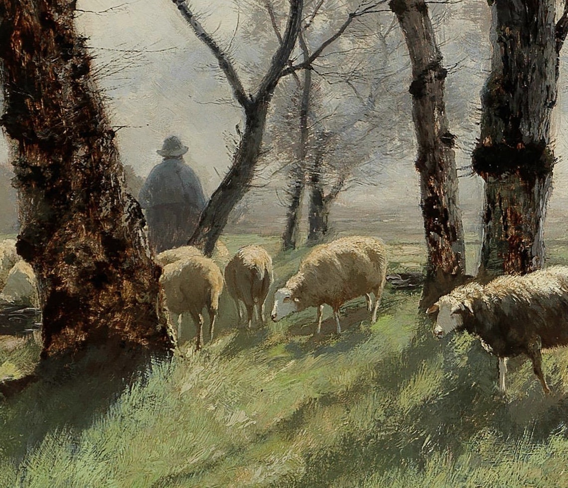 Shepherd Painting Print / Farmhouse Decor Sheep Painting - Etsy