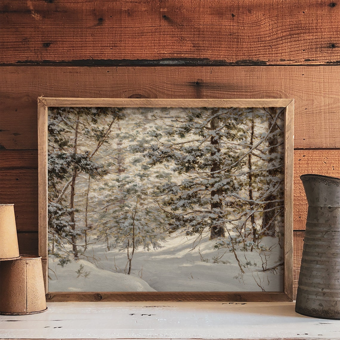 Winter Wall Art / Snowy Landscape Painting / Snow Trees - Etsy