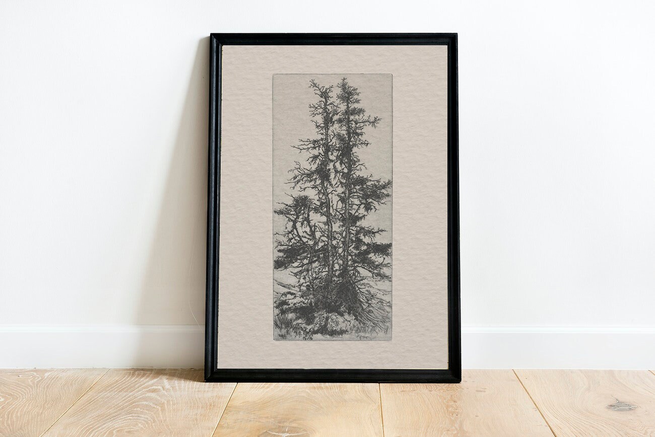 Vintage Tree Sketch Print / Minimalist Tree Etching PRINTABLE - Etsy