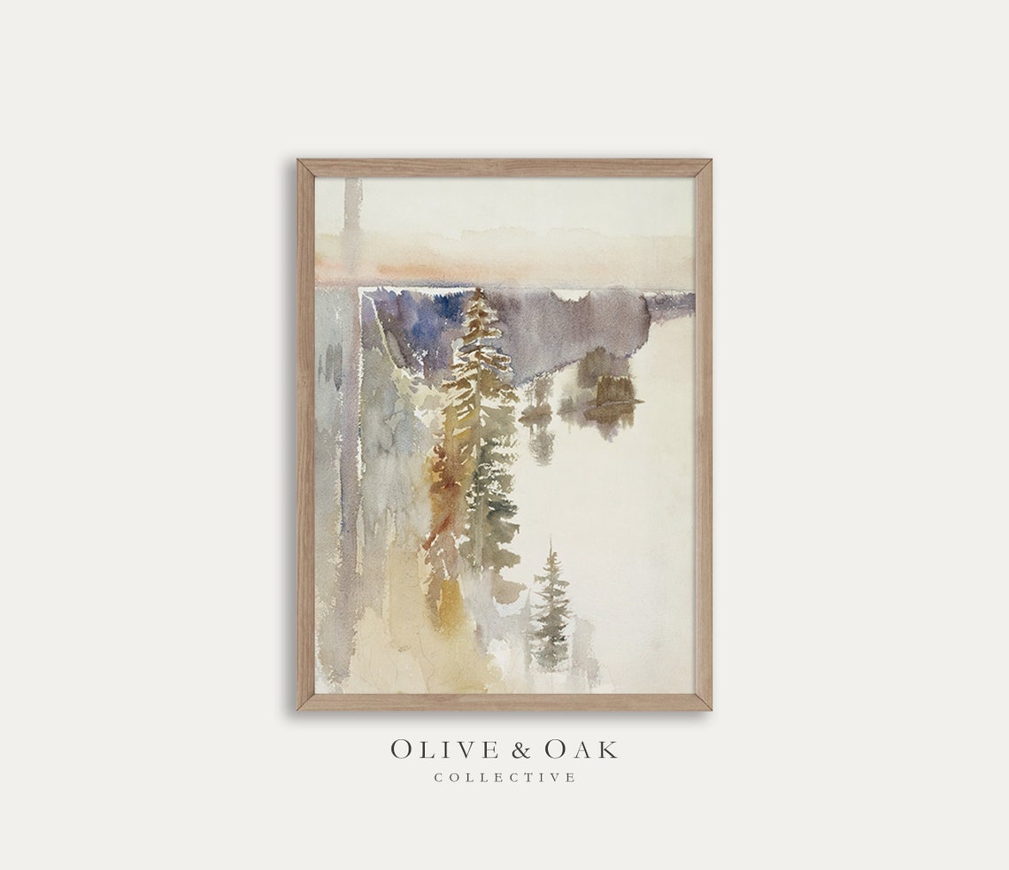 Rustic Landscape Painting / Watercolor Abstract Landscape / - Etsy