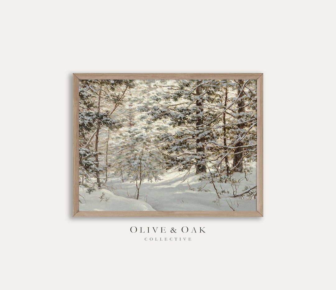 Winter Wall Art / Snowy Landscape Painting / Snow Trees - Etsy