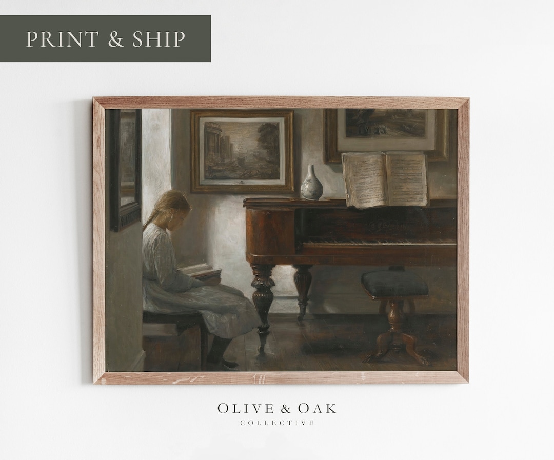 Moody Neutral Portrait Print / Vintage Piano Still Life Painting ...