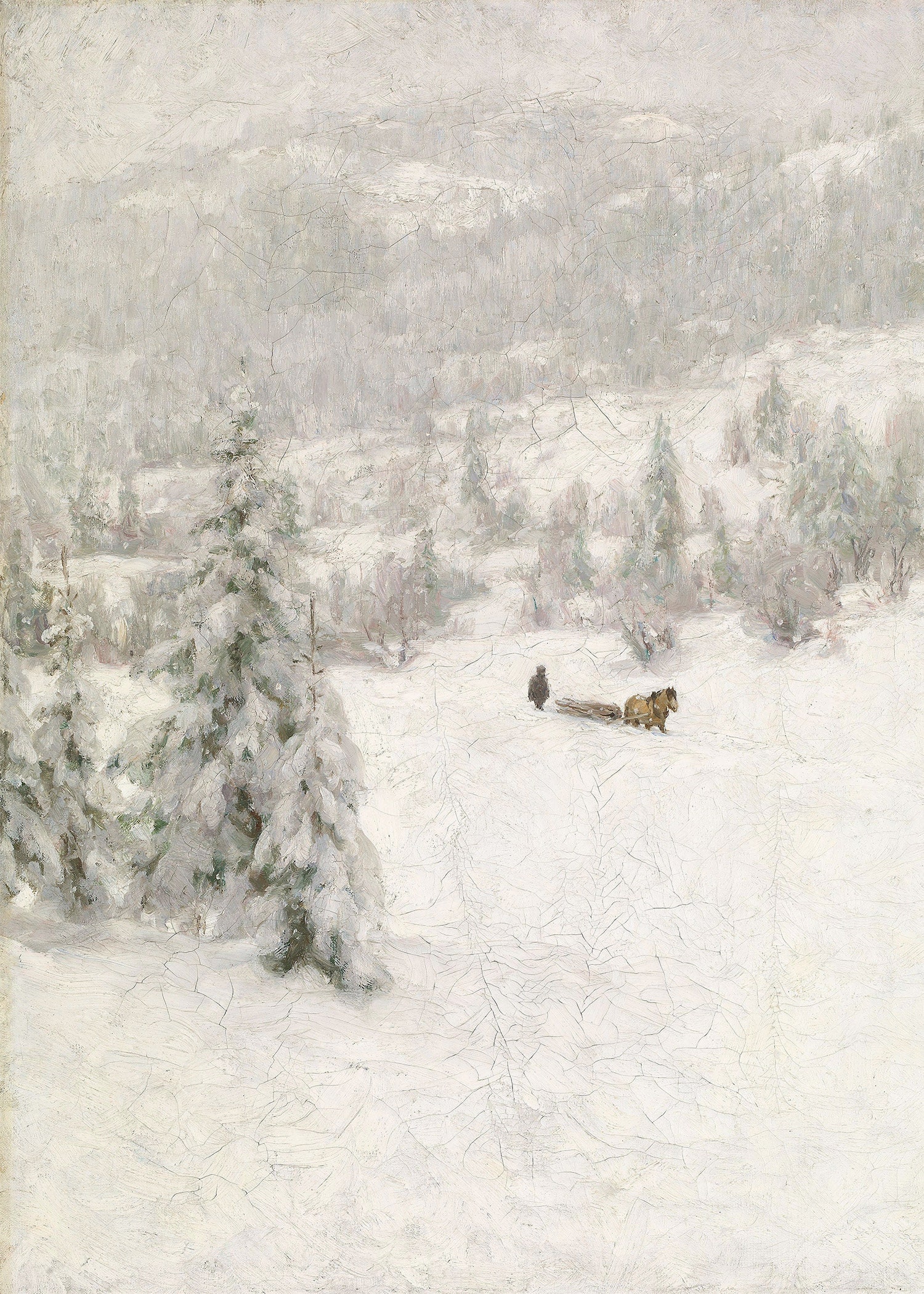 Vintage Winter Wall Art / Country Snow Landscape Wall Decor / Farmhouse ...