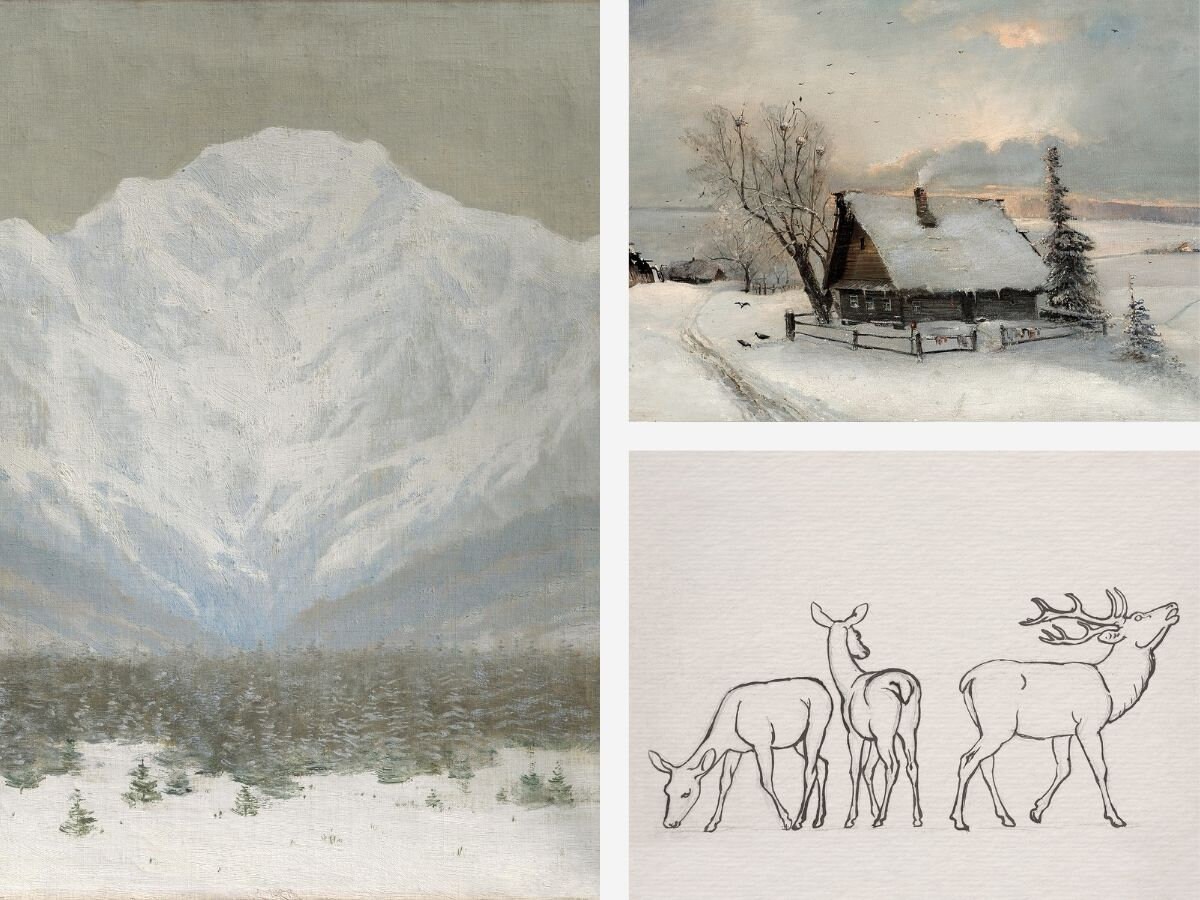 Set of 12 Winter Art Prints / Large Winter Decor Print Set / - Etsy