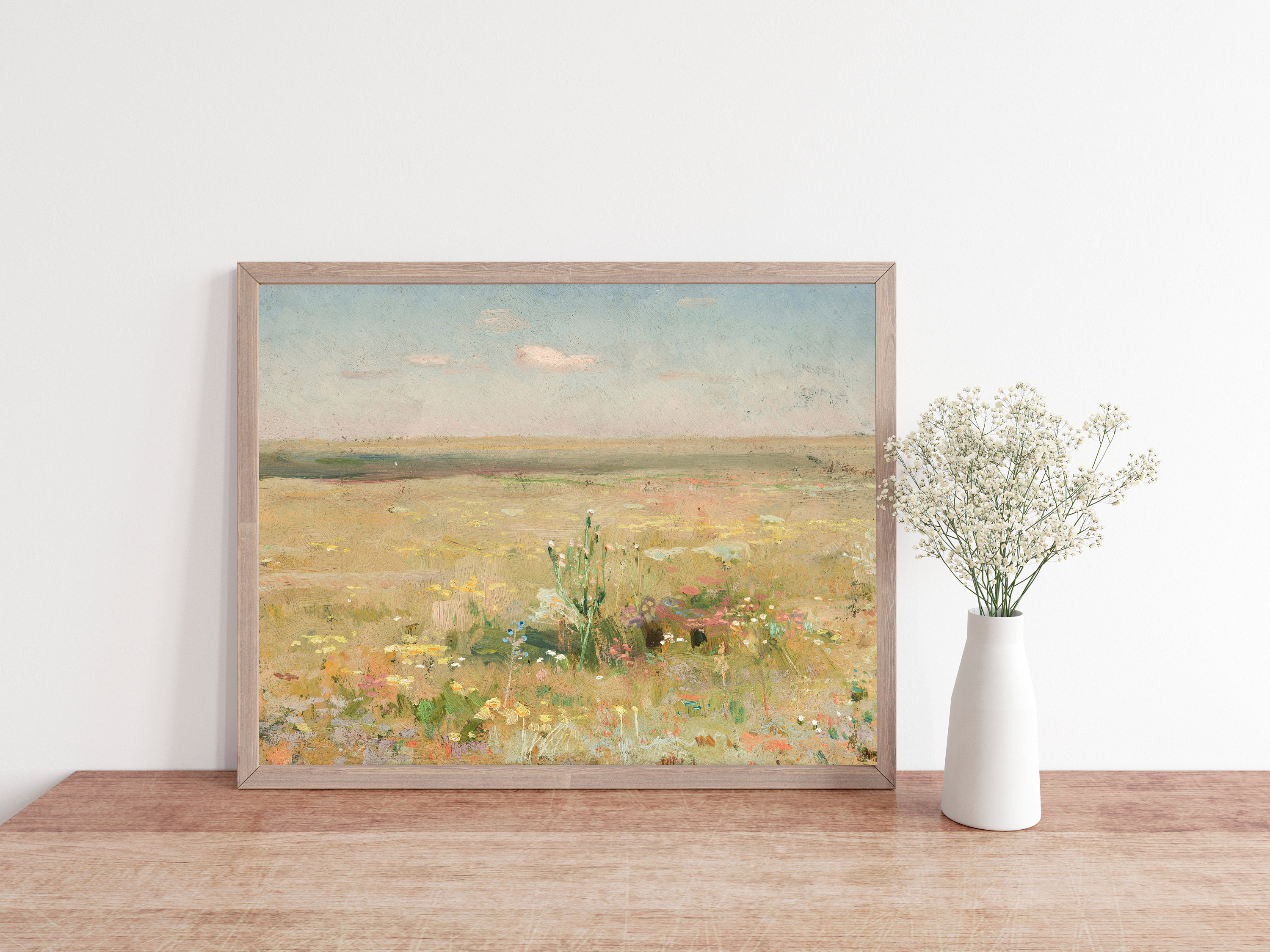 Spring Landscape Painting / Farmhouse PRINTABLE Artwork / | Etsy