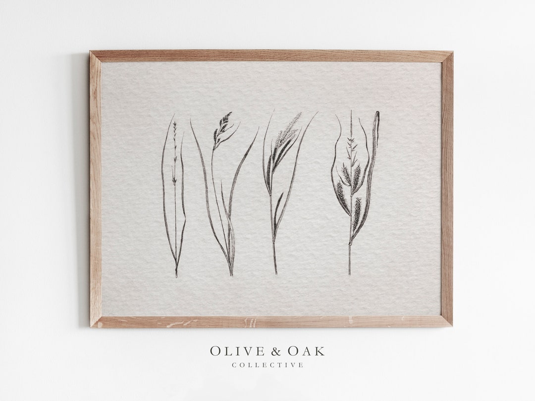 Neutral Vintage Botanical Drawing / Minimalist Flower Art Print ...
