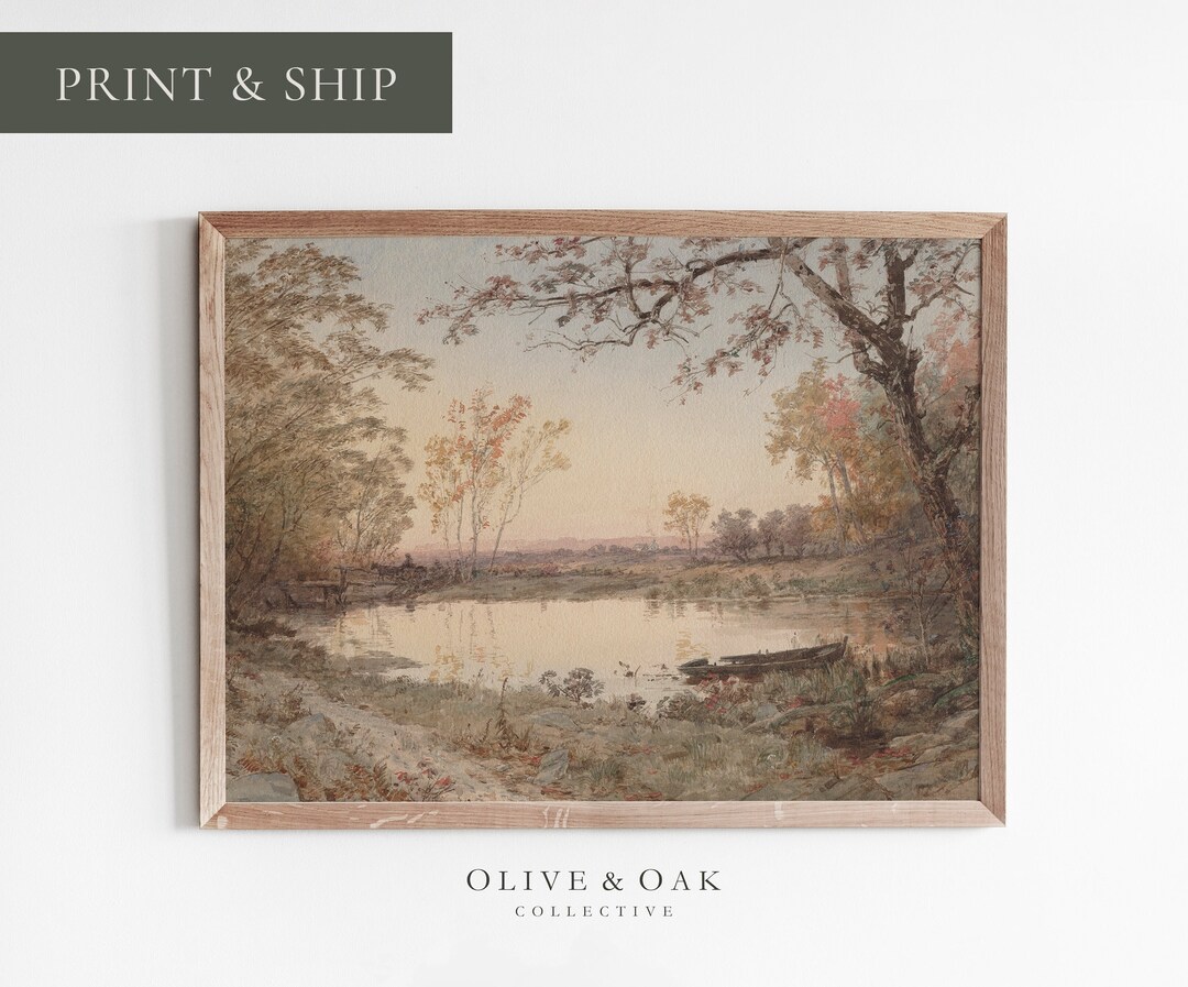 Autumn Lake Landscape / Rustic Fall Decor Wall Art PRINTED or FRAMED ...
