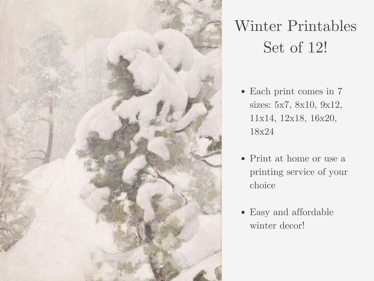 Set of 12 Winter Art Prints / Large Winter Decor Print Set / - Etsy
