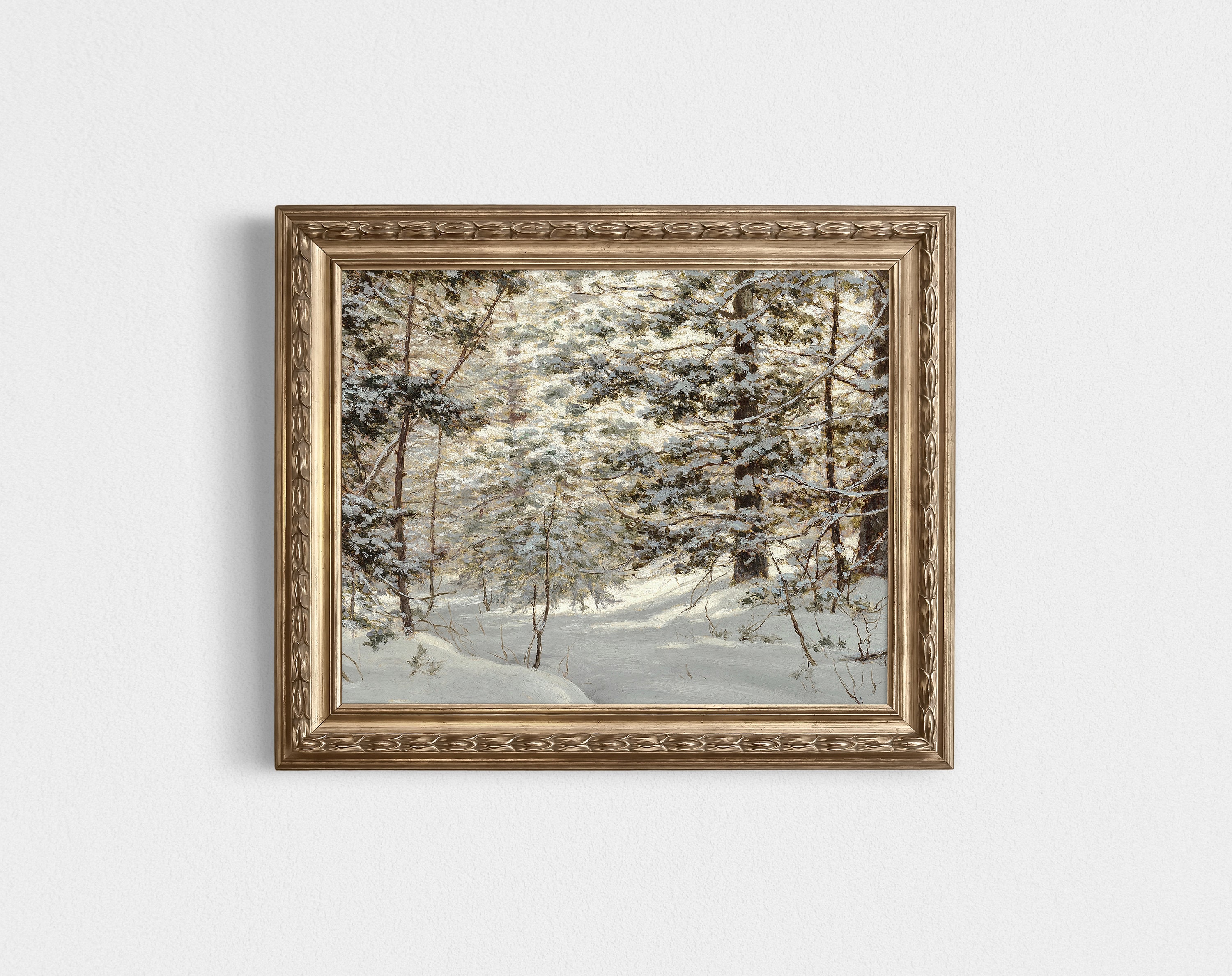 Winter Wall Art / Snowy Landscape Painting / Snow Trees - Etsy