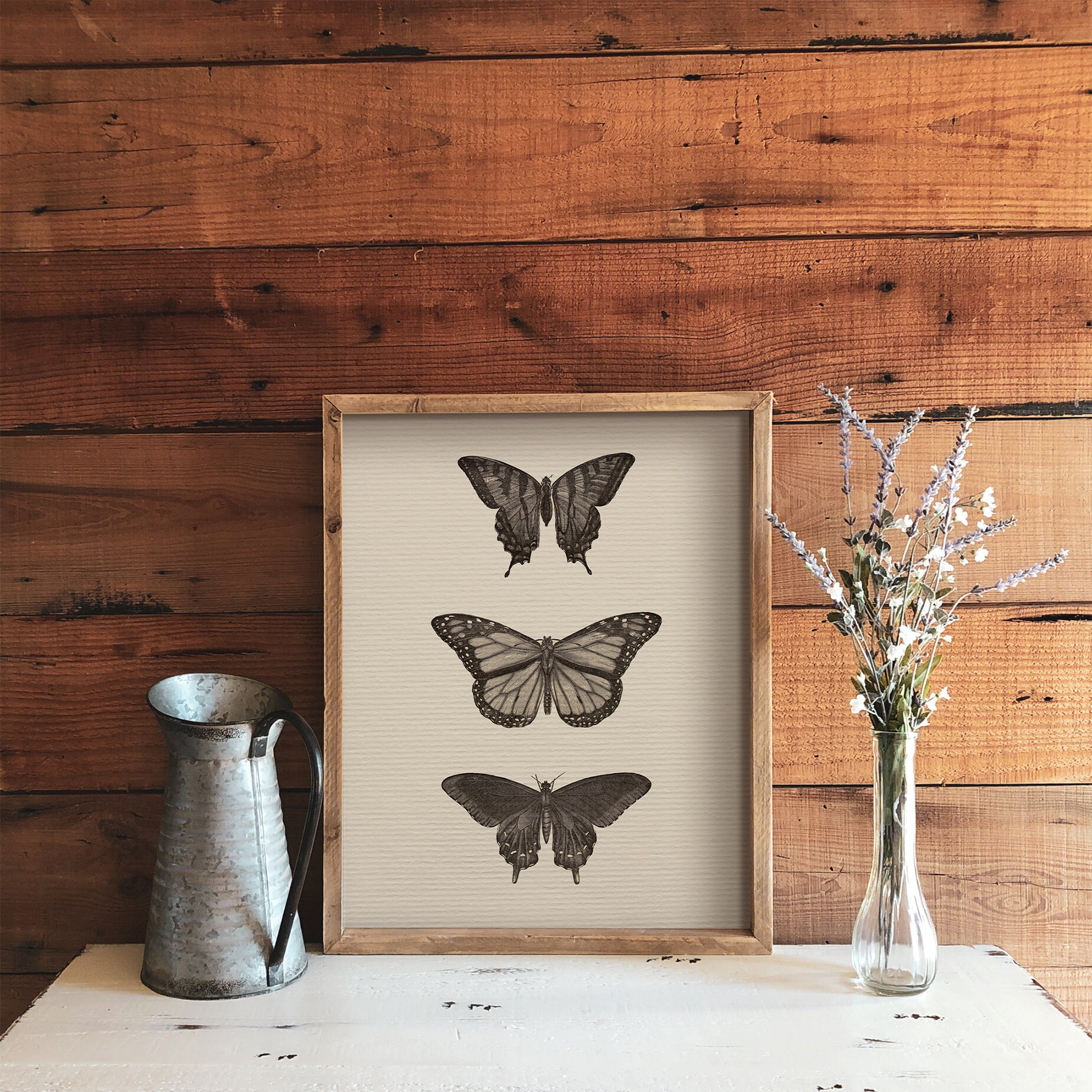 Vintage Neutral Butterfly Print / Antique Butterfly Drawing - Etsy